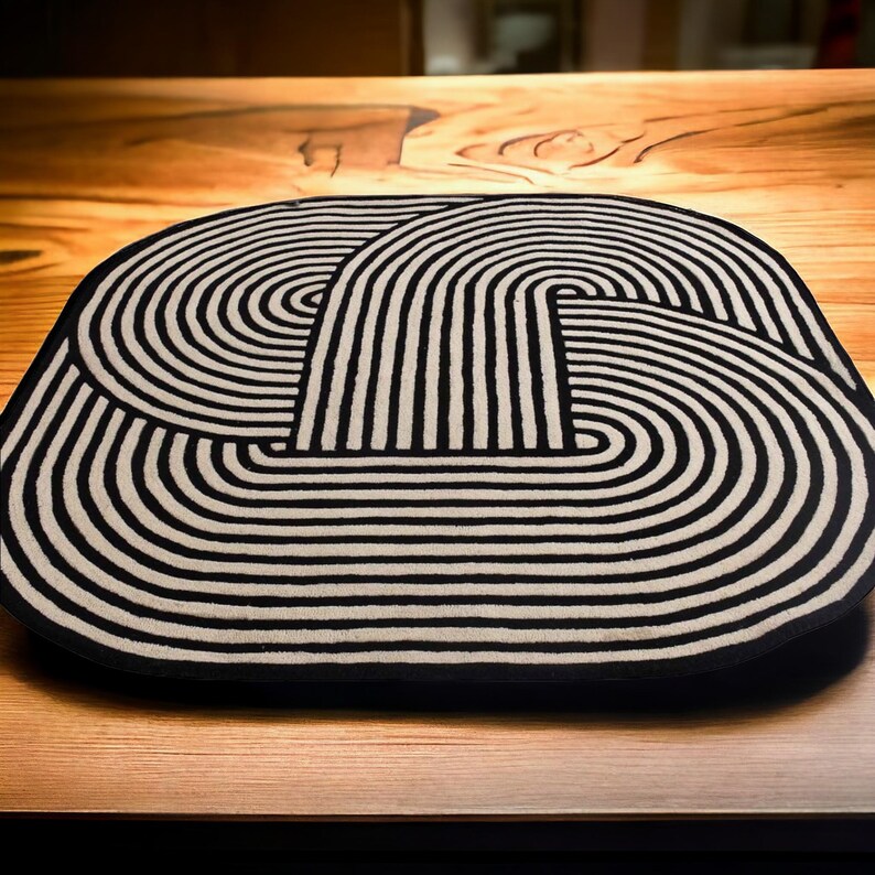 Square Pattern 5x5 Feet Hand Tufted 100%wool Area Rug Aesthetics ...