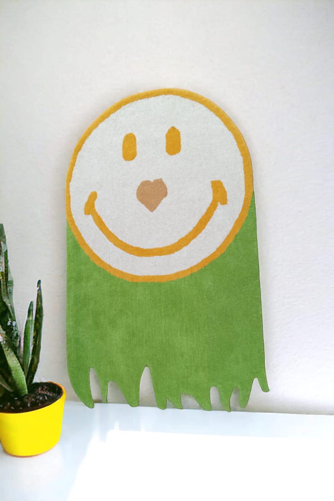 Takashi Smiley Face Rug, Handmade Murakami Rug, Rainbow, Custom Rug ...