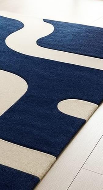 Deep Navy Blue Wool Blend Rug | Handmade 100% Carpet for Bedroom ...