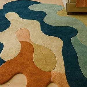 Rug Abstract Modern Area Rug – Colorful Wavy Shape Carpet, Contemporary ...