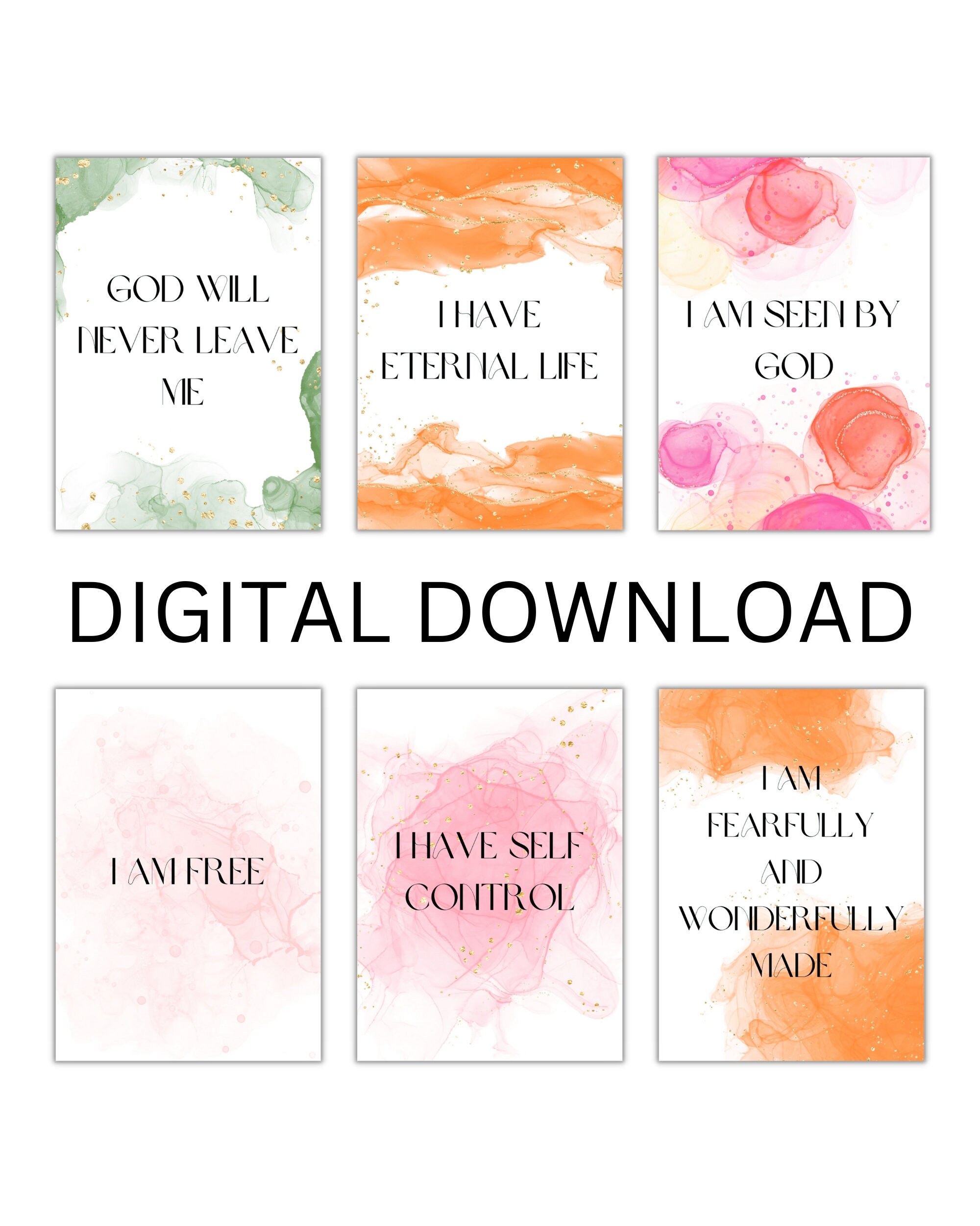 Biblical Affirmation Cards, Christian Affirmation Cards, 18 ...