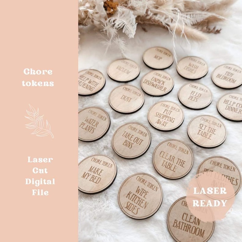 SVG Kids Chore Tokens Chores SVG Laser Cut File Glowforge Engrave Files ...