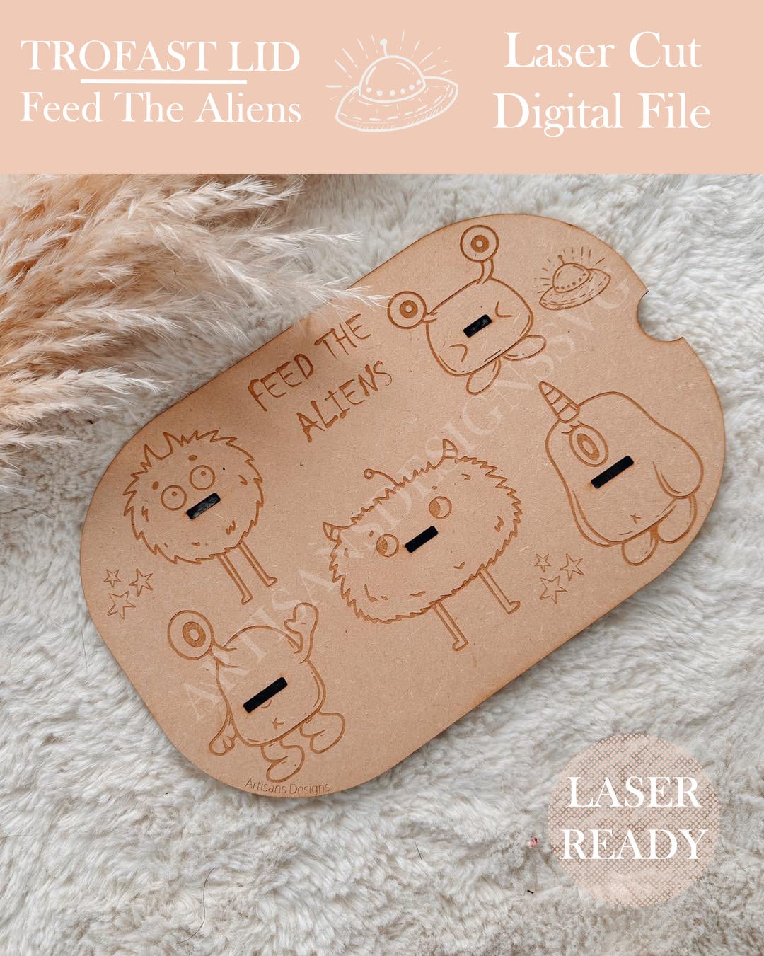 TROTEC Small Lid | Feed the Aliens | SVG | Laser Cut File | Glowforge ...