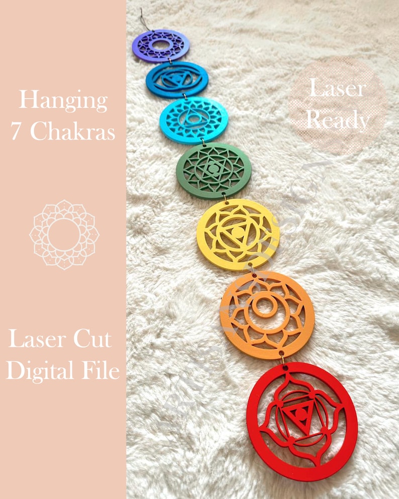 SVG Seven(7) Chakras Hanging | Digital Design | SVG | Laser Cut File ...
