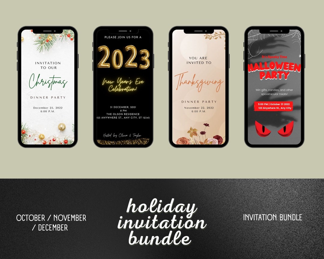 Editable Invitation Bundle Template Mobile Invitations E-invite Phone ...