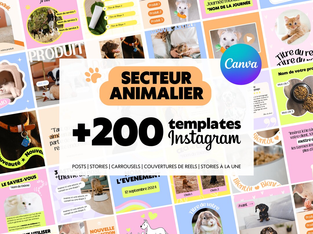 Instagram Templates for the Animal Sector - 200 Canva Templates ...