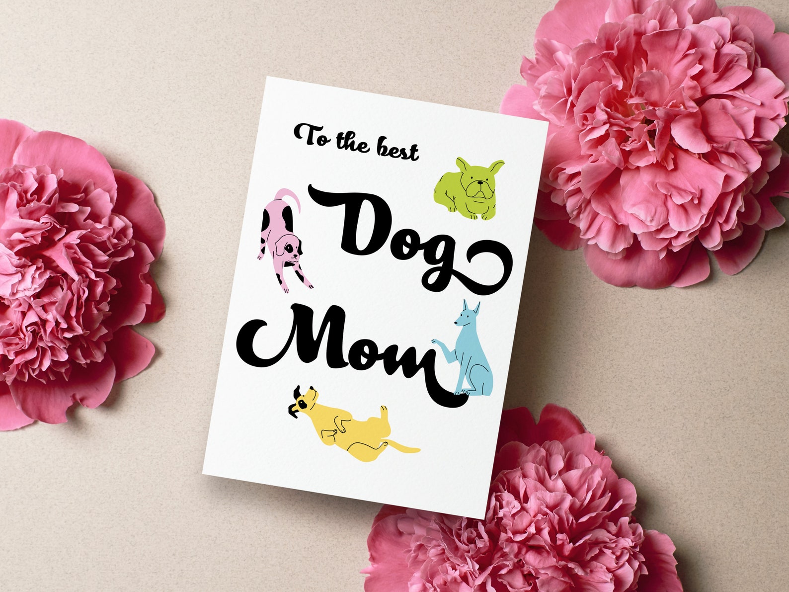 Mother's Day - Dog Mom - Mother's Day Card - for Mom - Dog Illustration ...
