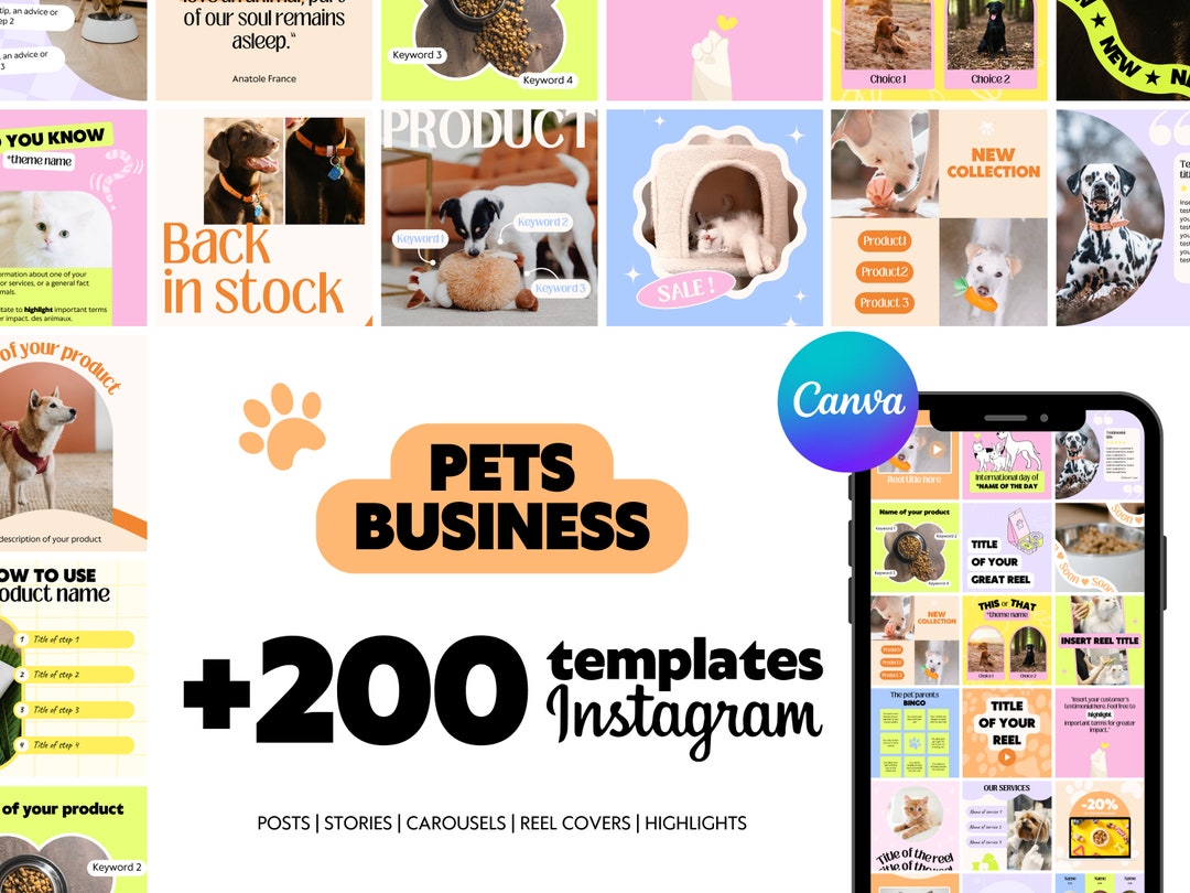 Instagram Templates for Pets Business - 200 Canva Templates ...