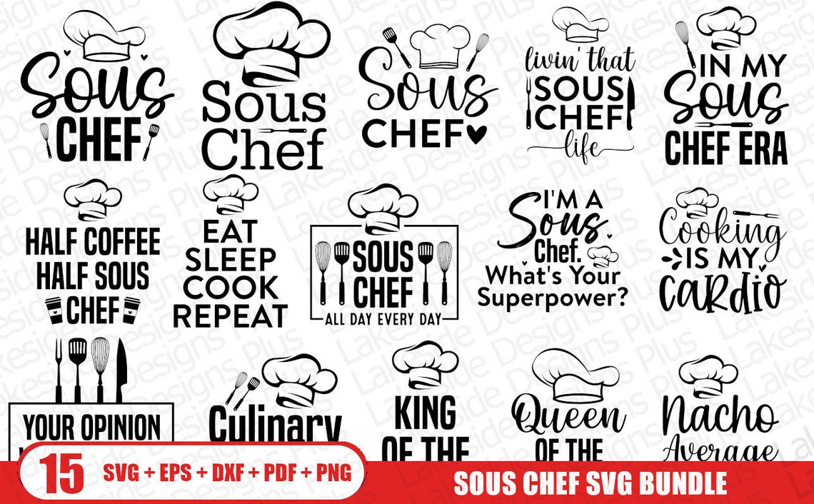 Sous Chef SVG, Sous Chef SVG 15 Pack, Sous Chef Shirt Png, Sous Chef ...