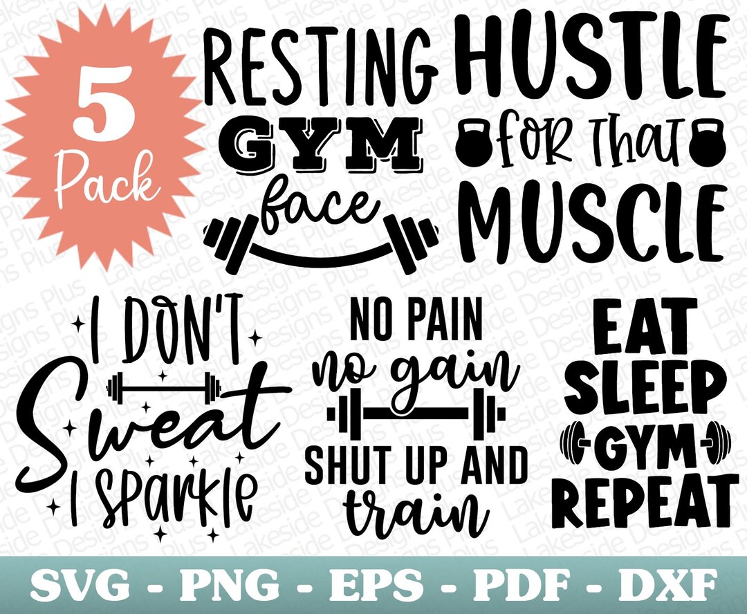 Gym Bundle SVG, Gym Png, Gym Cricut Bundle, Gym Svg 5 Pack, Gym Svg Png ...