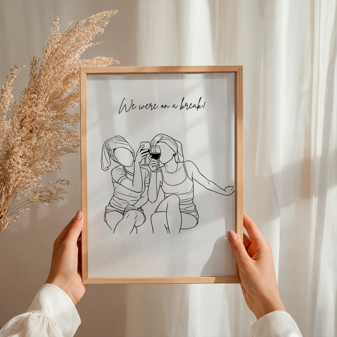 Custom Best Friends Line Art Portrait, Personalized Friend Drawing From ...