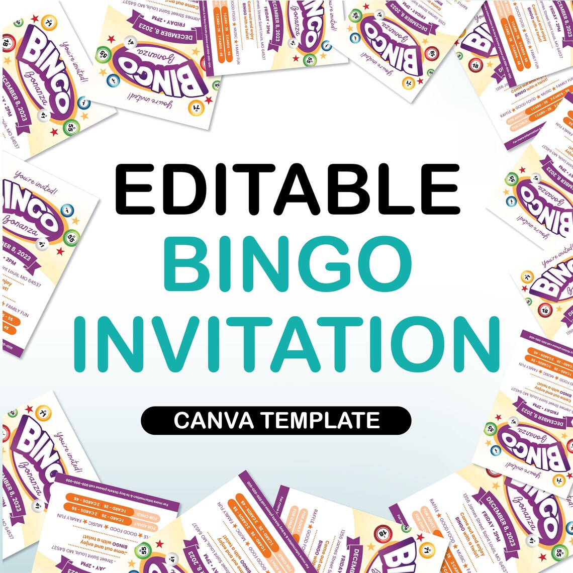 Bingo Bonanza Invitation Editable - Etsy