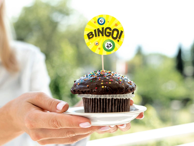 Digital Bingo Cupcake Topper | Bingo Cupcake Topper Party Celebration ...