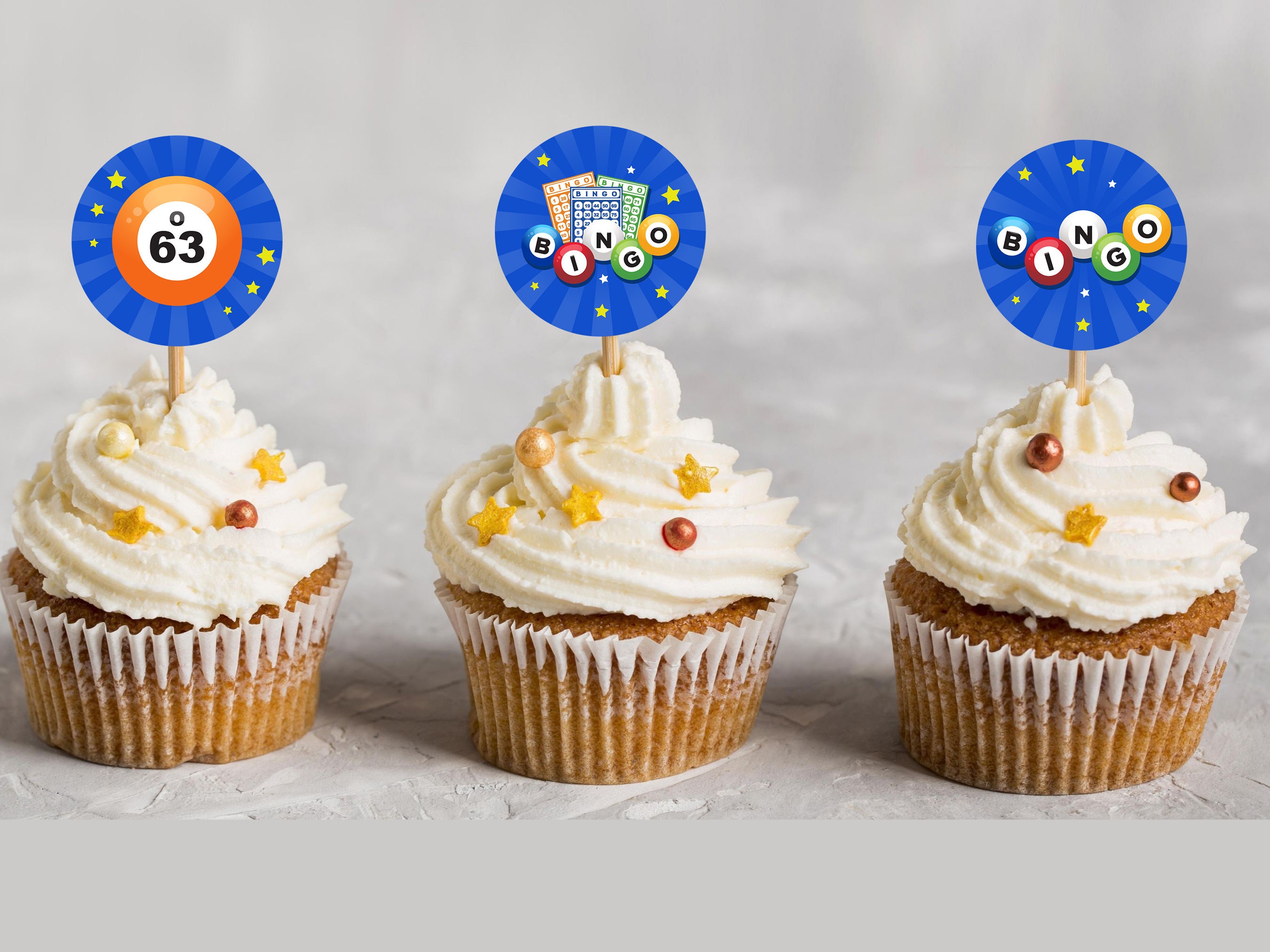 Digital Bingo Cupcake Round Topper Decor | Bingo Cupcake Topper Party ...