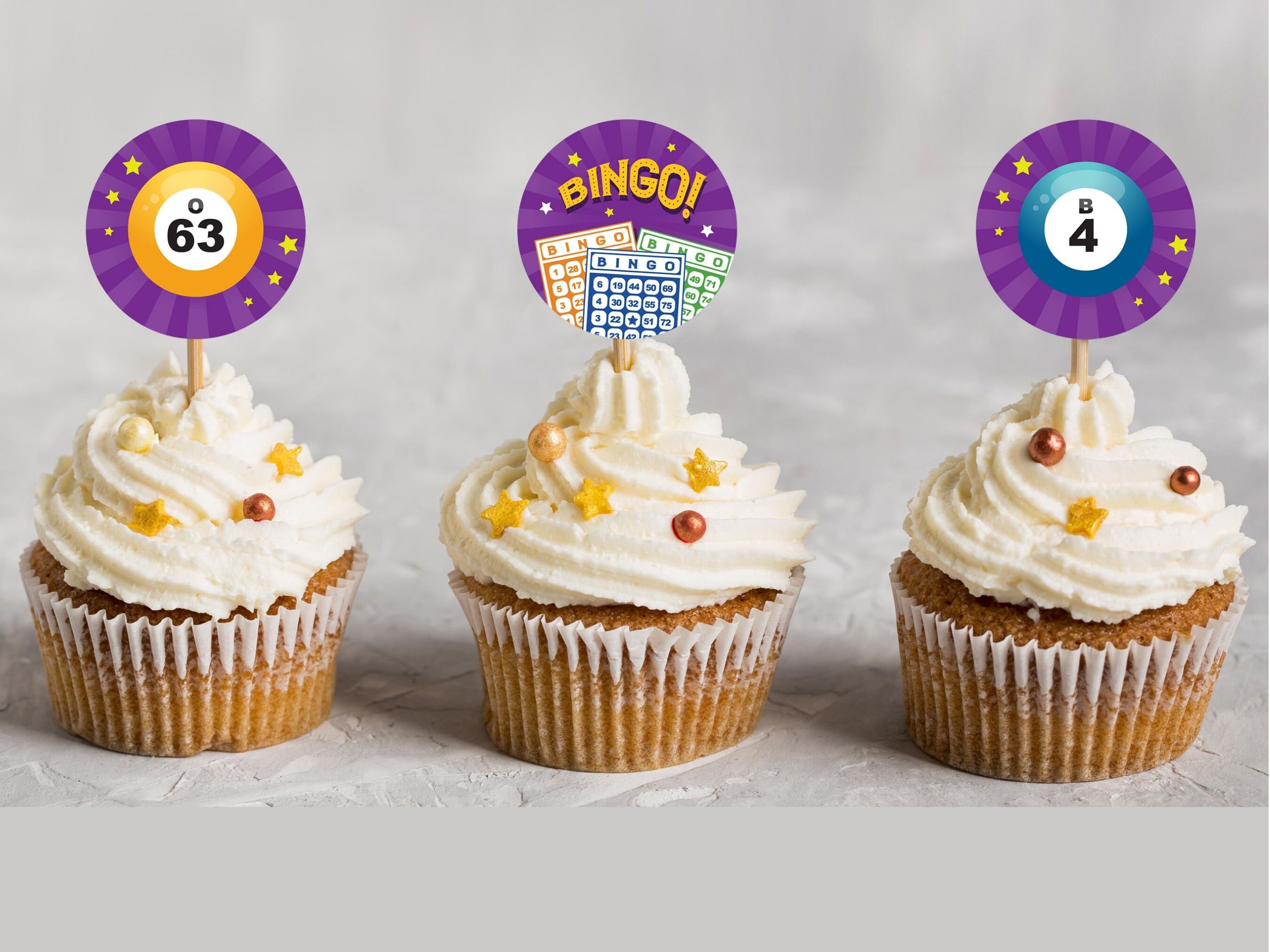 Digital Bingo Cupcake Round Topper Decor | Bingo Cupcake Topper Party ...