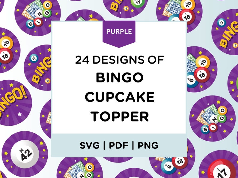 Digital Bingo Cupcake Round Topper Decor Bingo Cupcake - Etsy