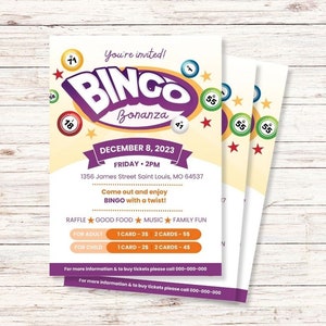 Bingo Bonanza Invitation Editable - Etsy