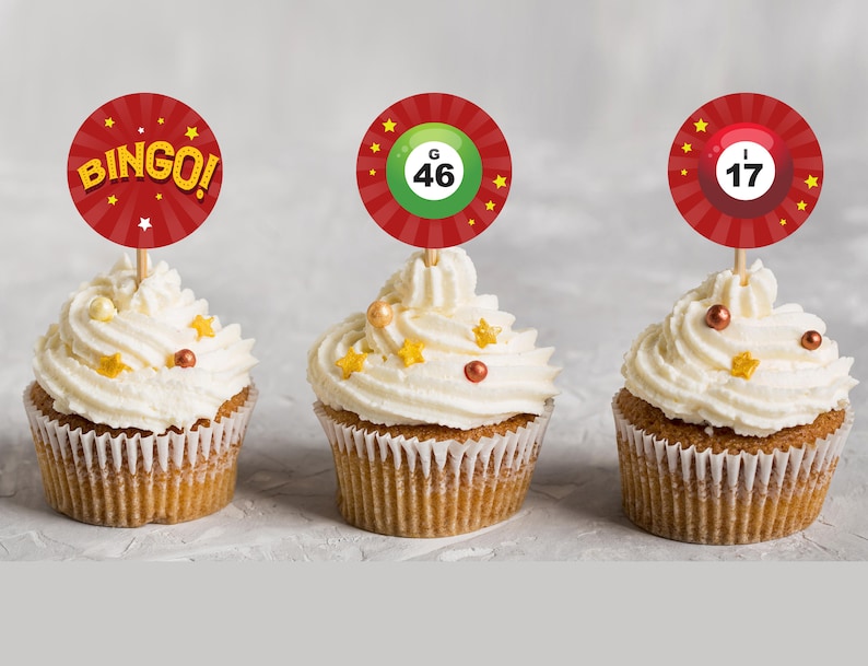 Bingo Cupcake Toppers: Party Celebration Decor (digital Download) - Etsy