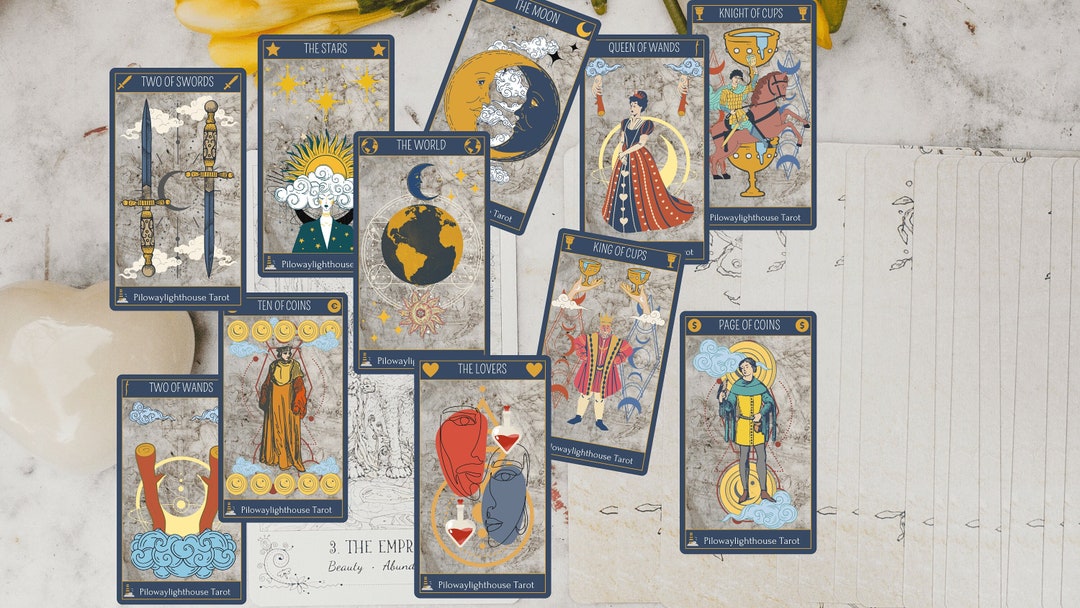 DIGITAL Blue Gold Alchemy Tarot Cards Printable Card Deck Instant ...