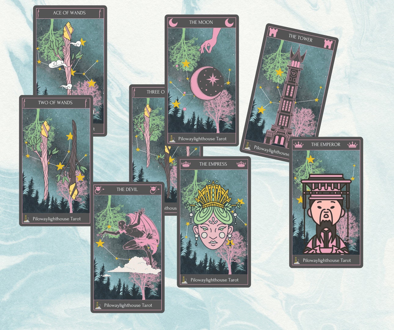 78 DIGITAL Pinkblack Tarot Cards Printable Digital Tarot Card Deck ...