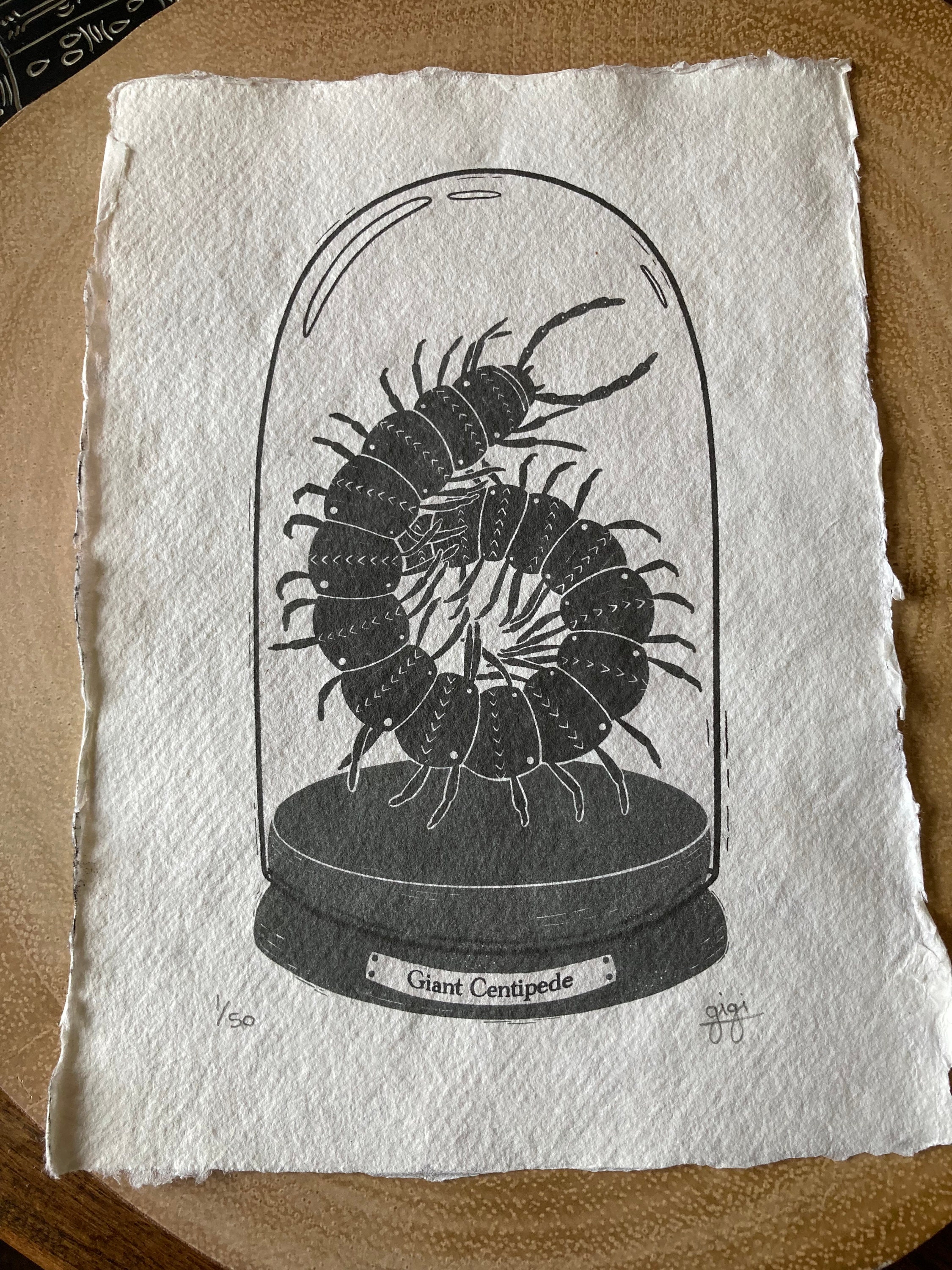 Original Giant Centipede Art Print Handmade and Limited - Etsy