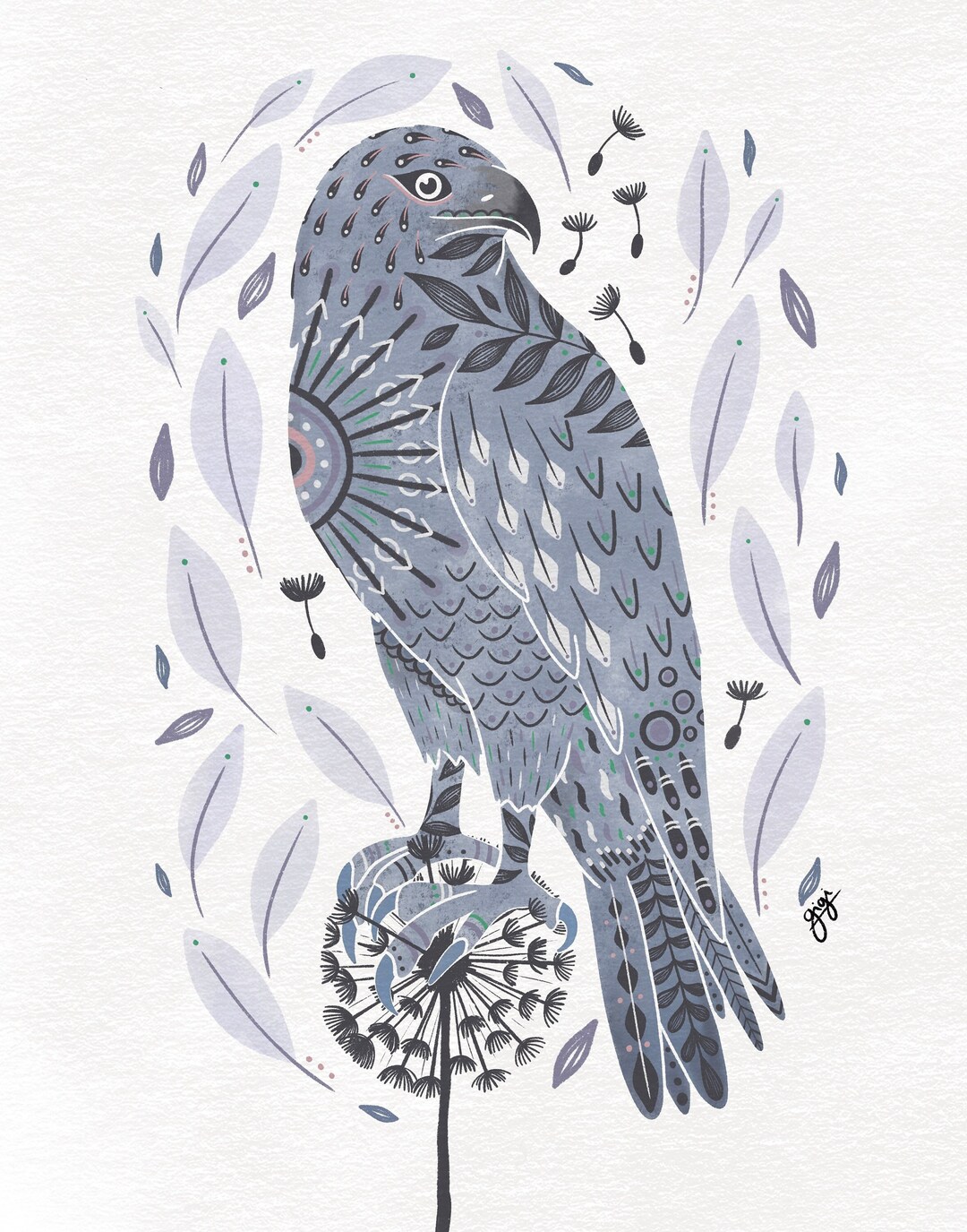 Falcon, Spirit Animal, Totem Animal Painting, Handpainted Spirit Animal ...