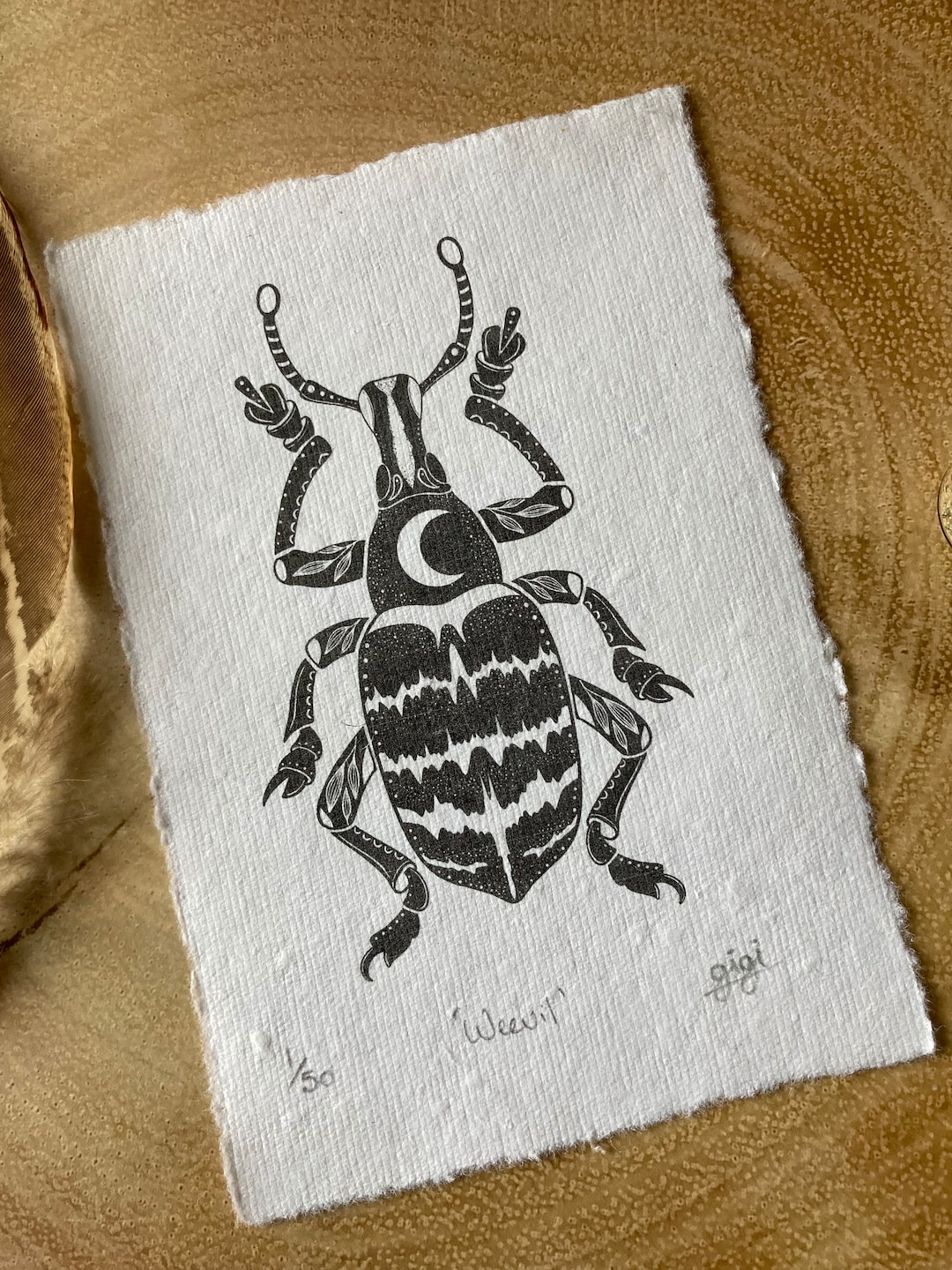 Original Weevil Beetle Art Print, Unusual Home Decor, Handmade Print ...