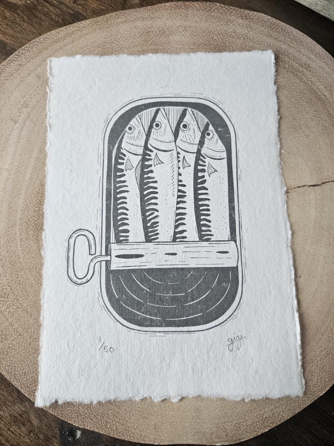 Sardines Lino Cut Handmade Art Print. Limited Edition Tinned Sardines ...