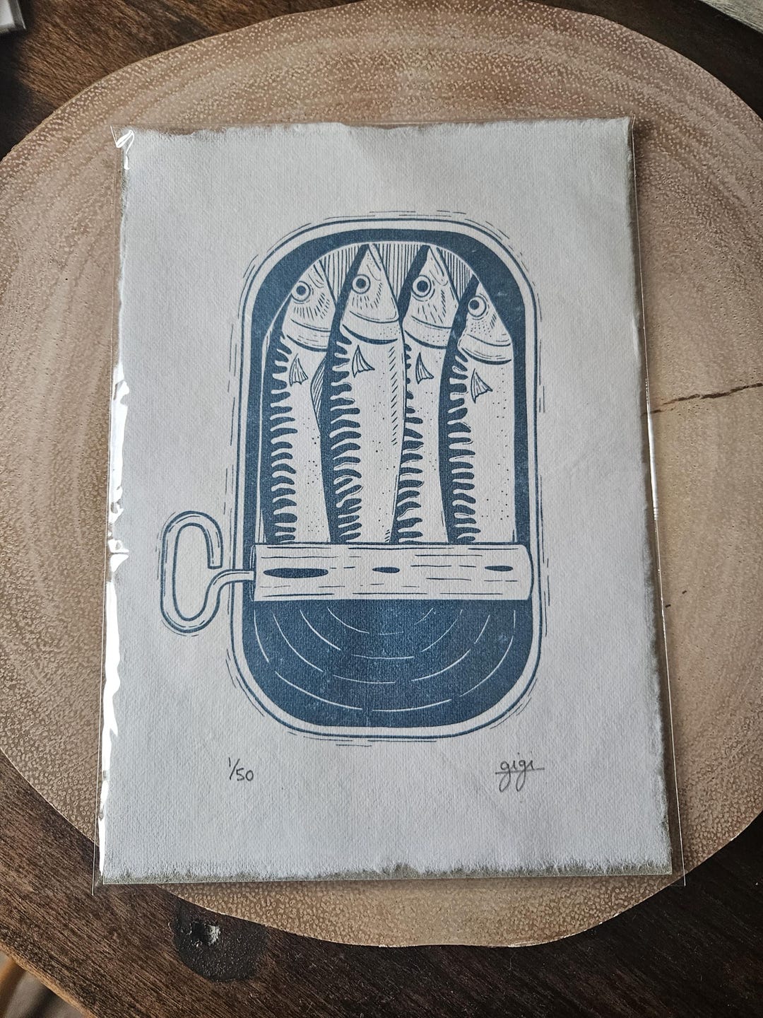 Sardines Lino Cut Art Print: Limited Edition Signed A5 Print - Etsy
