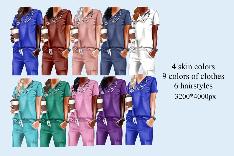 Nurse Clipart PNG Doctor Clipart Medical Scrubs - Etsy Australia