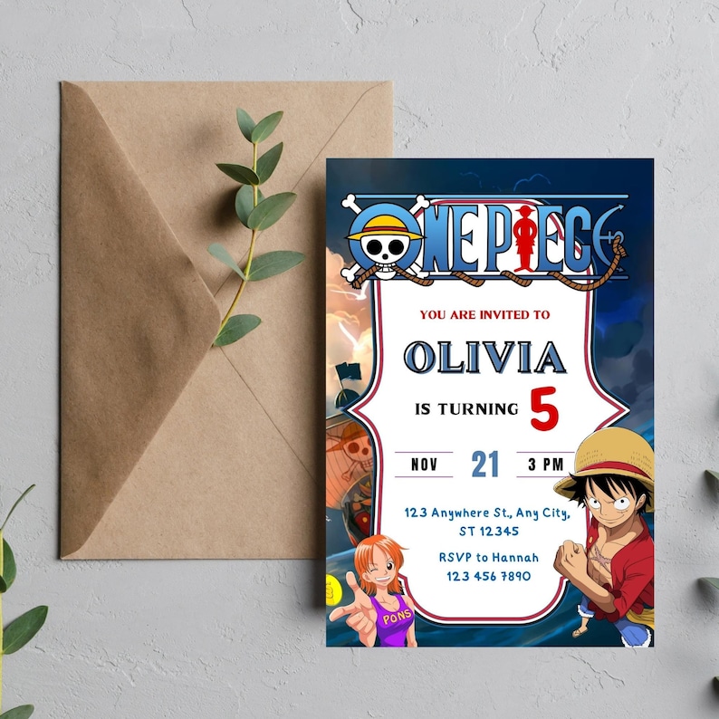 Invitación de cumpleaños de One Piece Invitación de fiesta de - Etsy España Invitación de cumpleaños de One Piece Invitación de fiesta de - Etsy España