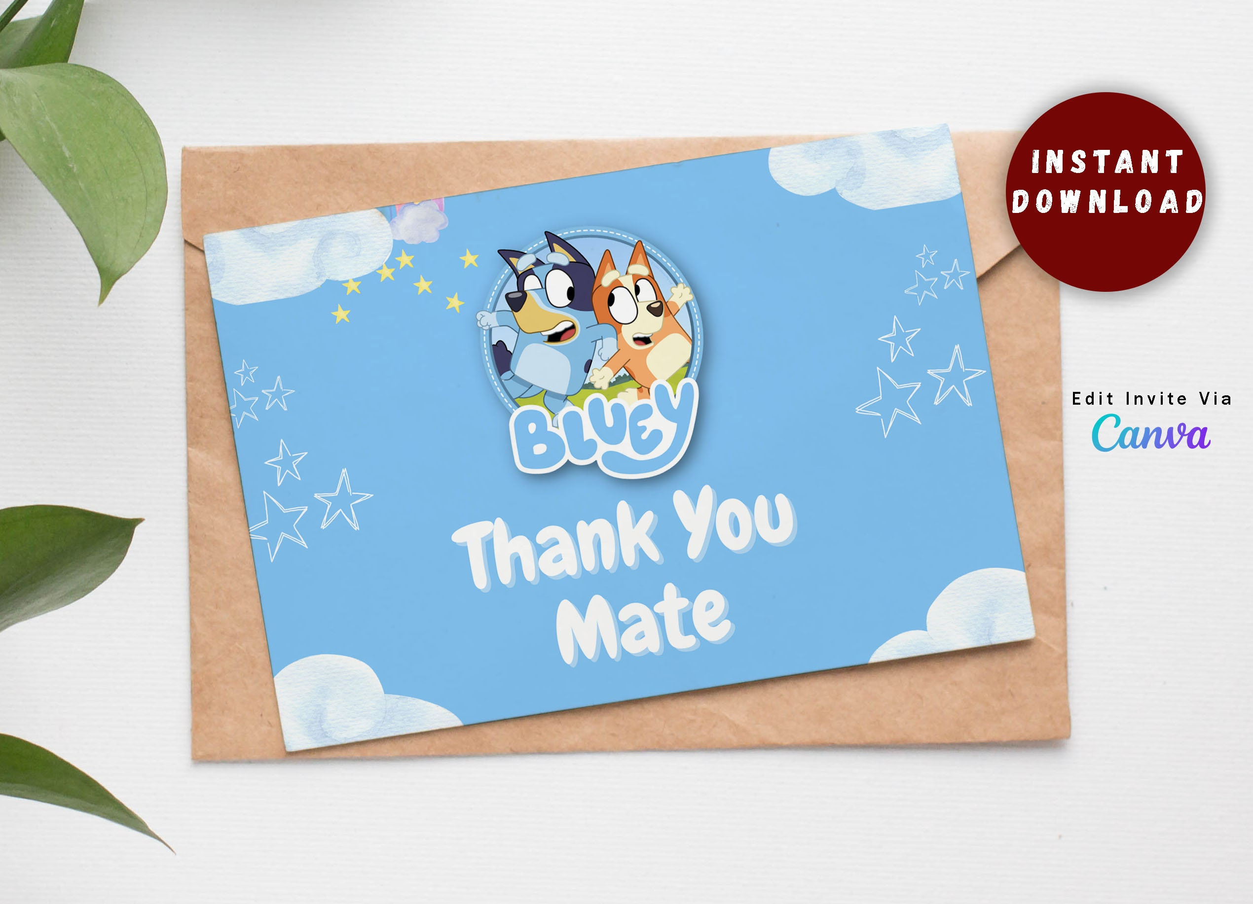 Buy Bluey Thank You Card Thank You Card for Kids Blue Dog Online in ...