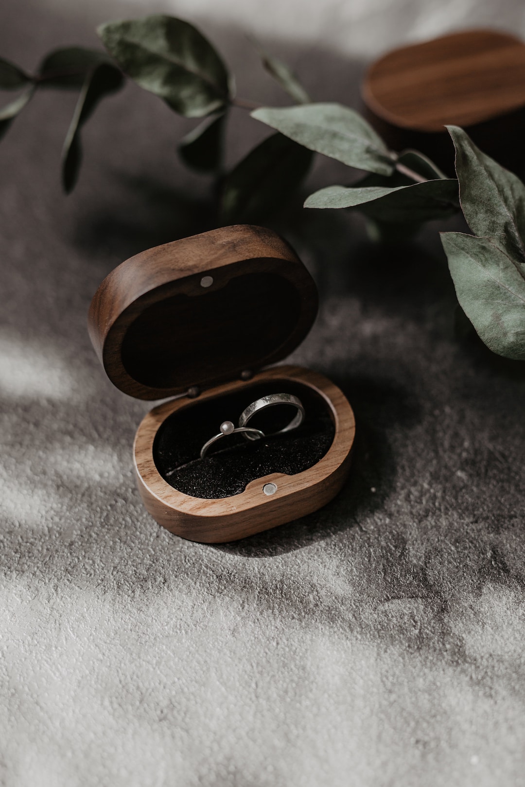Walnut Double Ring Box | Double Ring Holder | Engraved Wooden Ring Box ...