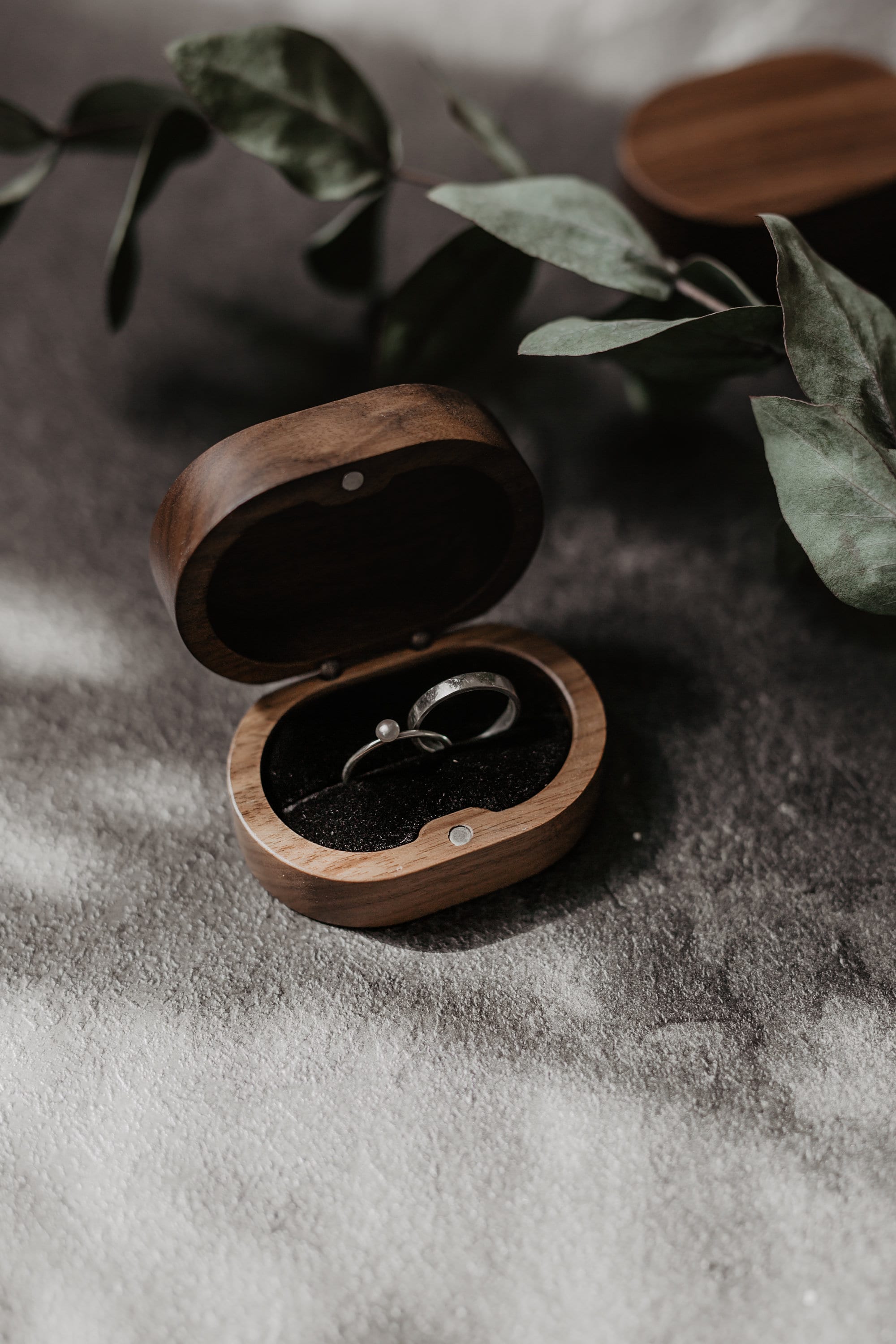 Walnut Double Ring Box Double Ring Holder Engraved Wooden Ring Box ...