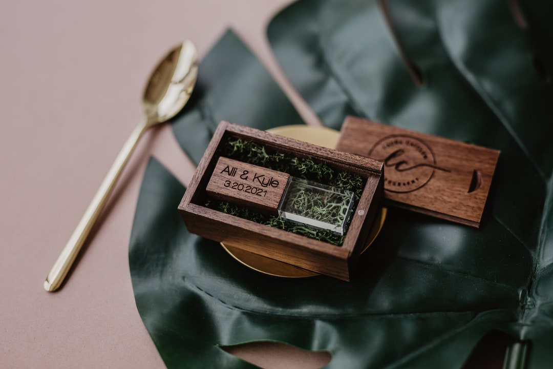 Wooden USB Box Personalized USB Flash Drive Engraved Box With Wedding ...