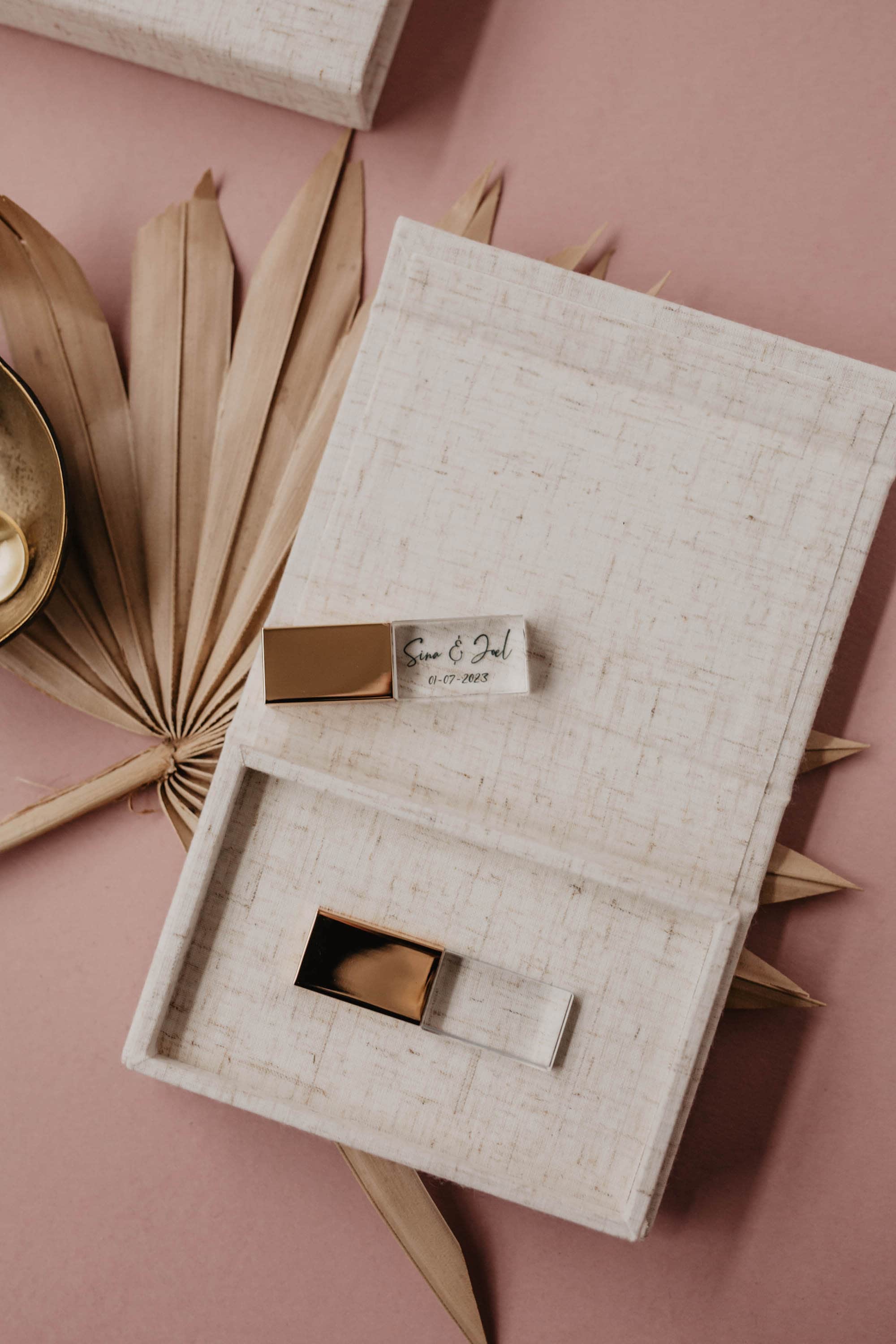 Marble Linen USB Box USB Flash Drive Box Personalized Wedding USB Box ...