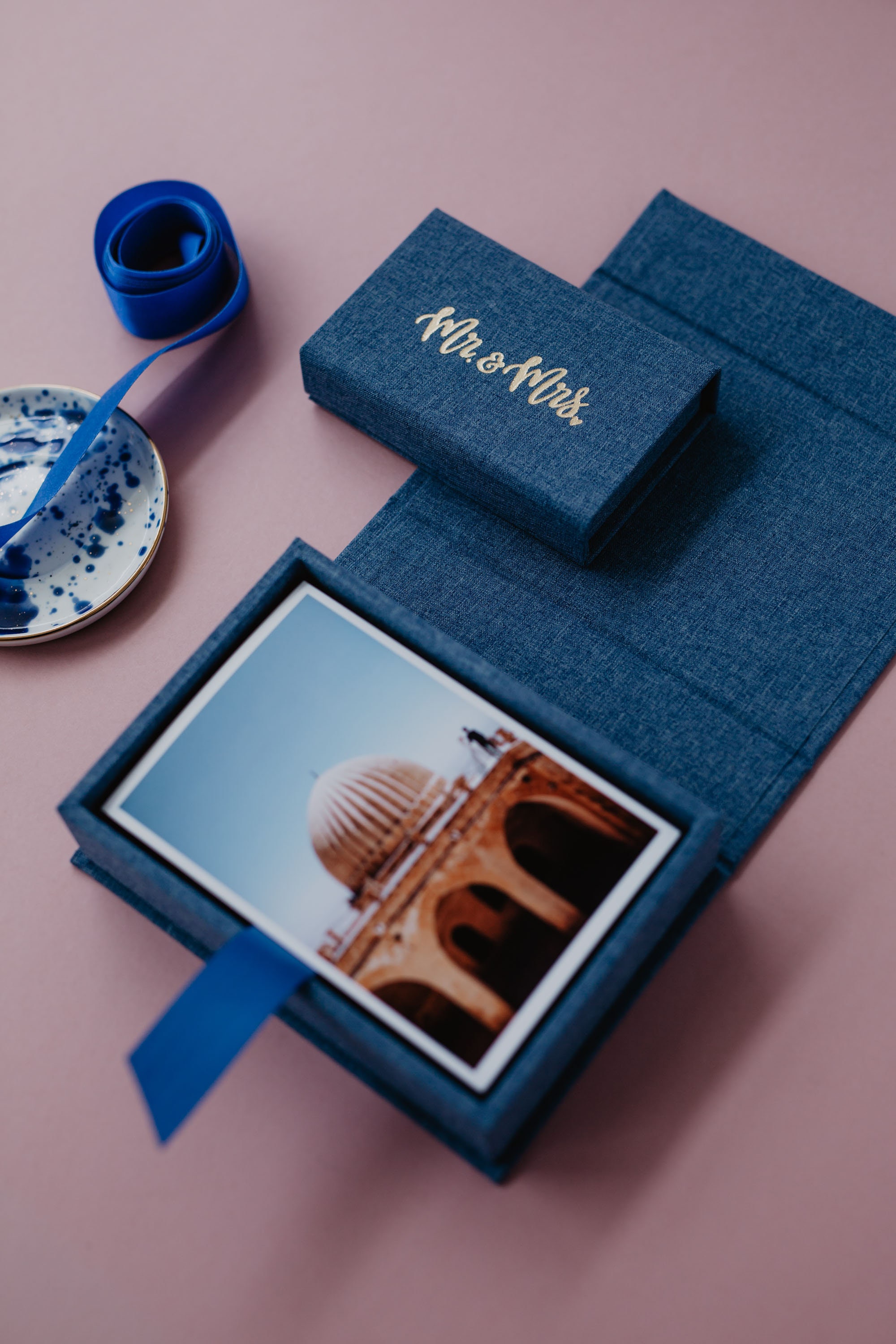 4x6 Linen Photo Box Ocean Blue Personalized Photography Box Custom ...