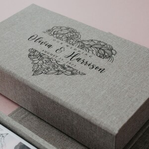 4x6 Linen Photo Box | Light Gray Fabric Photo and USB Box | USB and ...