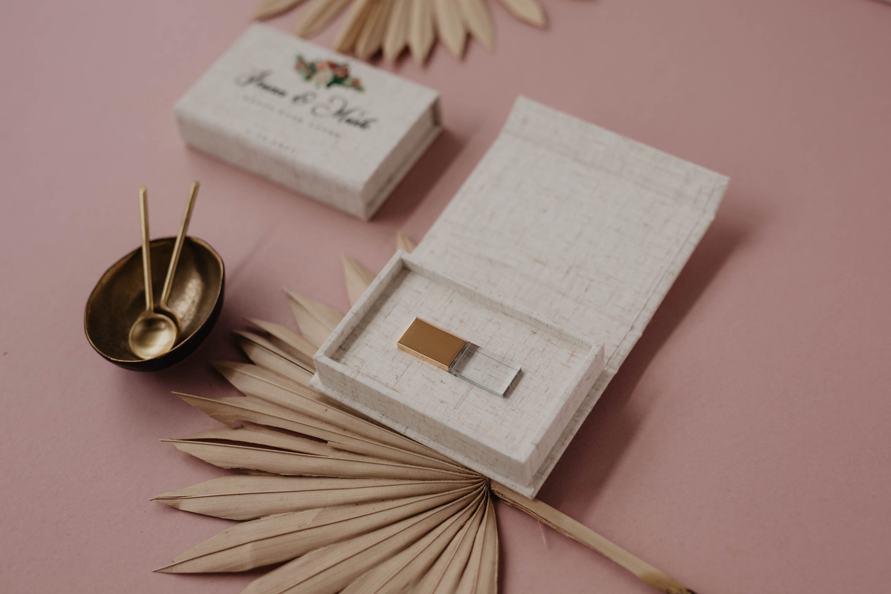 Marble Linen USB Box USB Flash Drive Box Personalized Wedding USB Box ...