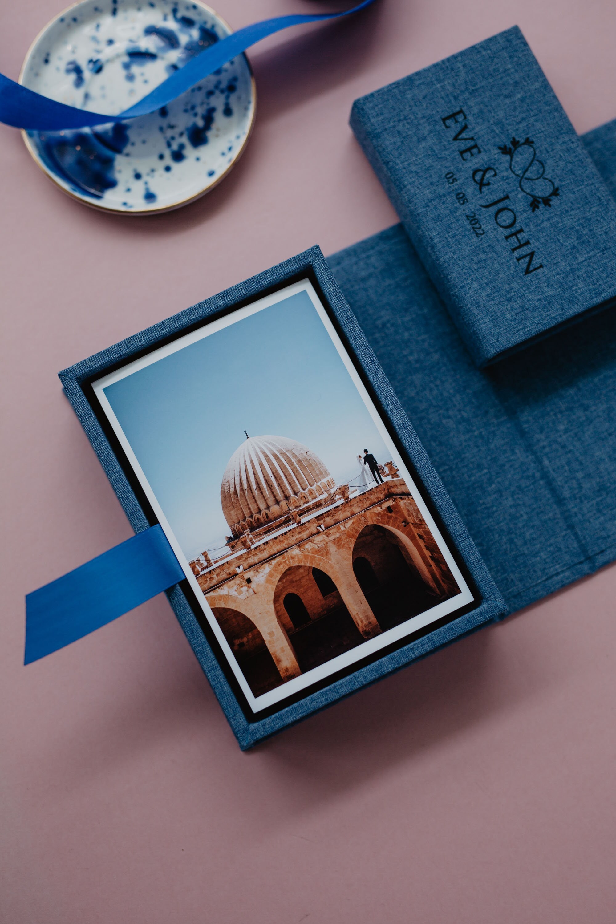 4x6 Linen Photo Box Ocean Blue Personalized Photography Box Custom ...