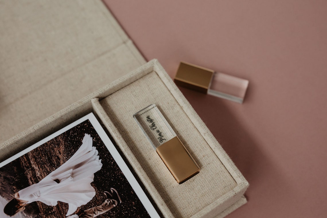 4x6 Wedding Photo Box and USB Flash Drive Vintage Photo and USB Box ...