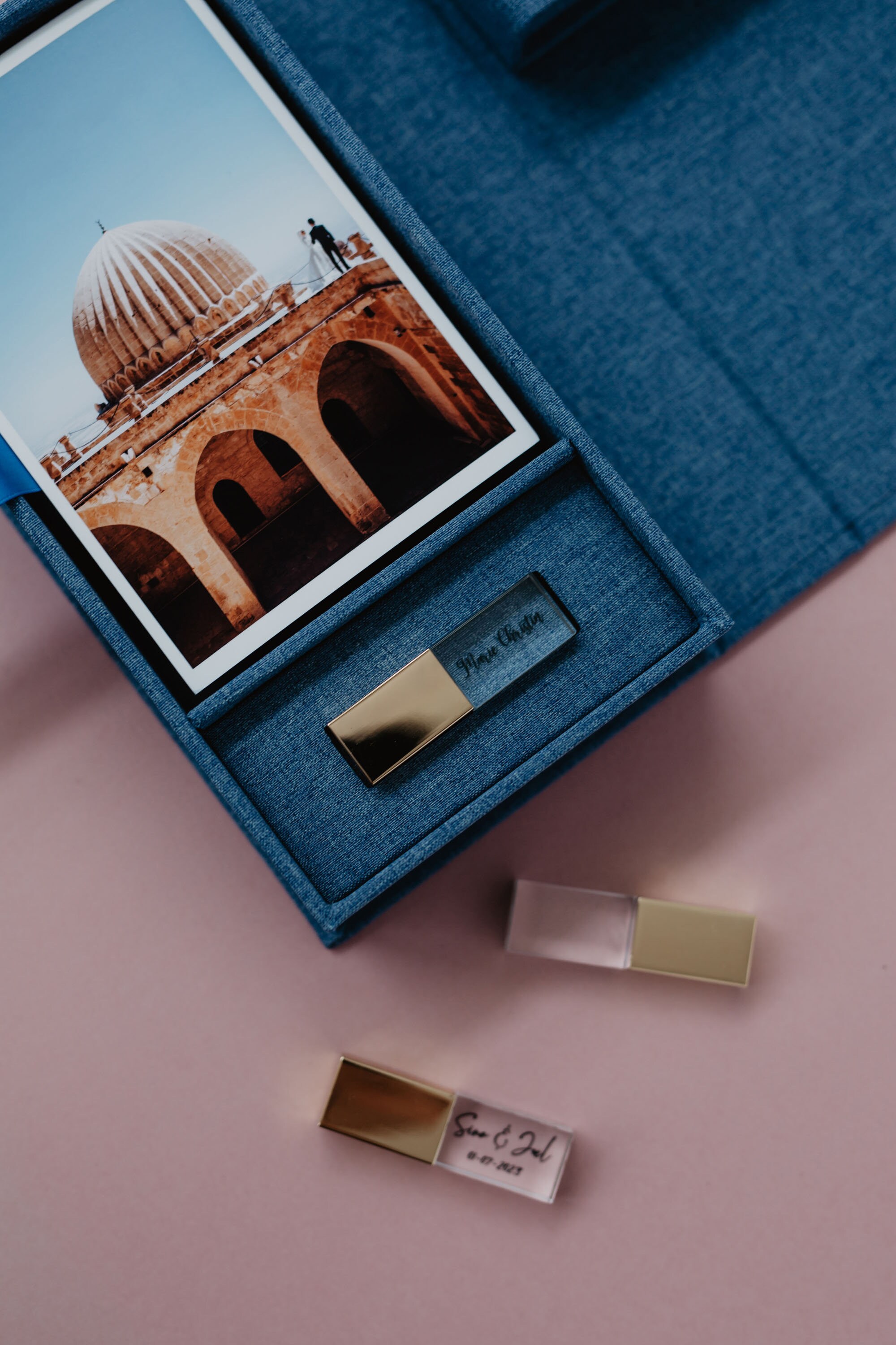 4x6 Wedding Photo Box and USB Flash Drive Ocean Blue Photo and USB Box ...