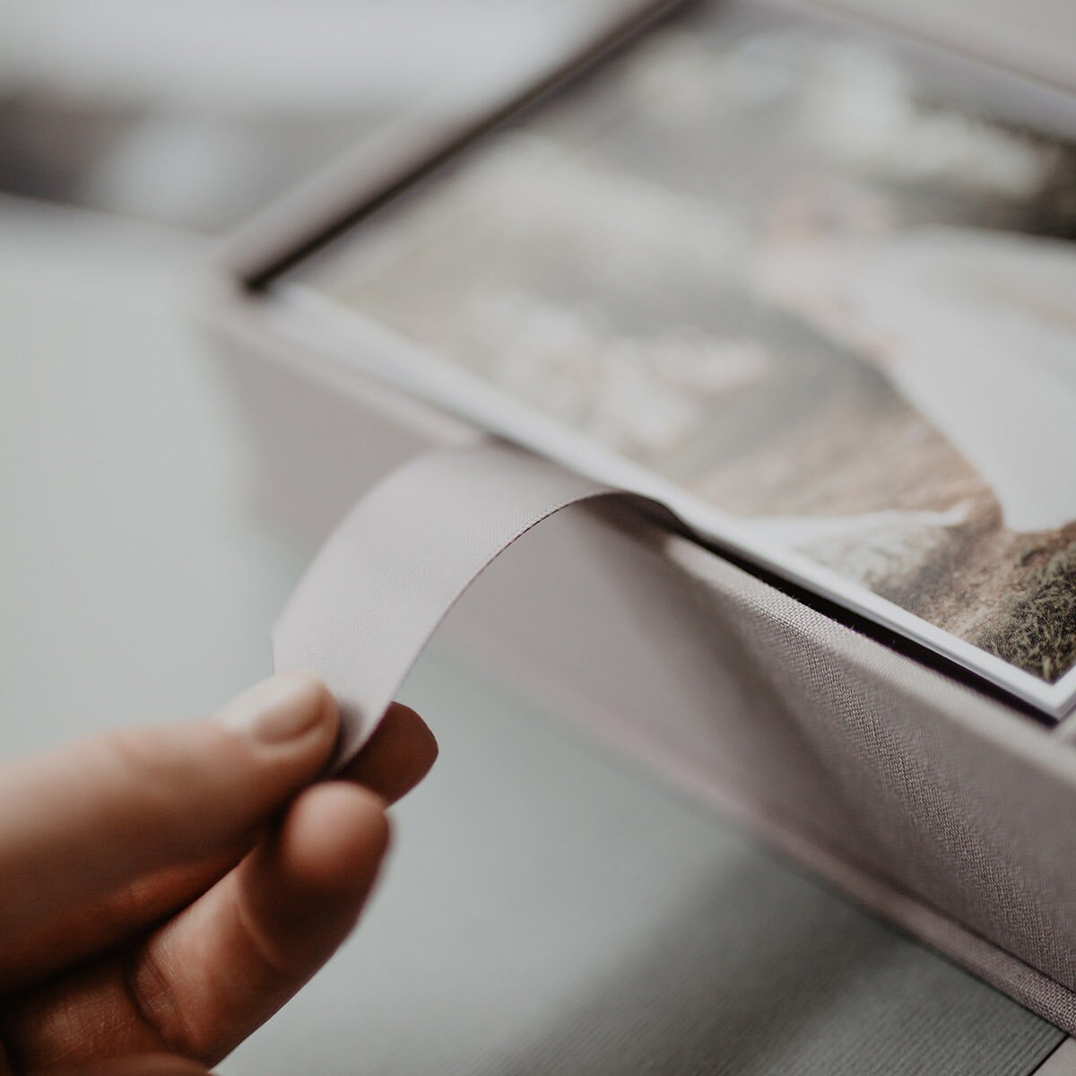 4x6 Linen Photo Box Light Gray Fabric Photo and USB Box USB and Photo ...