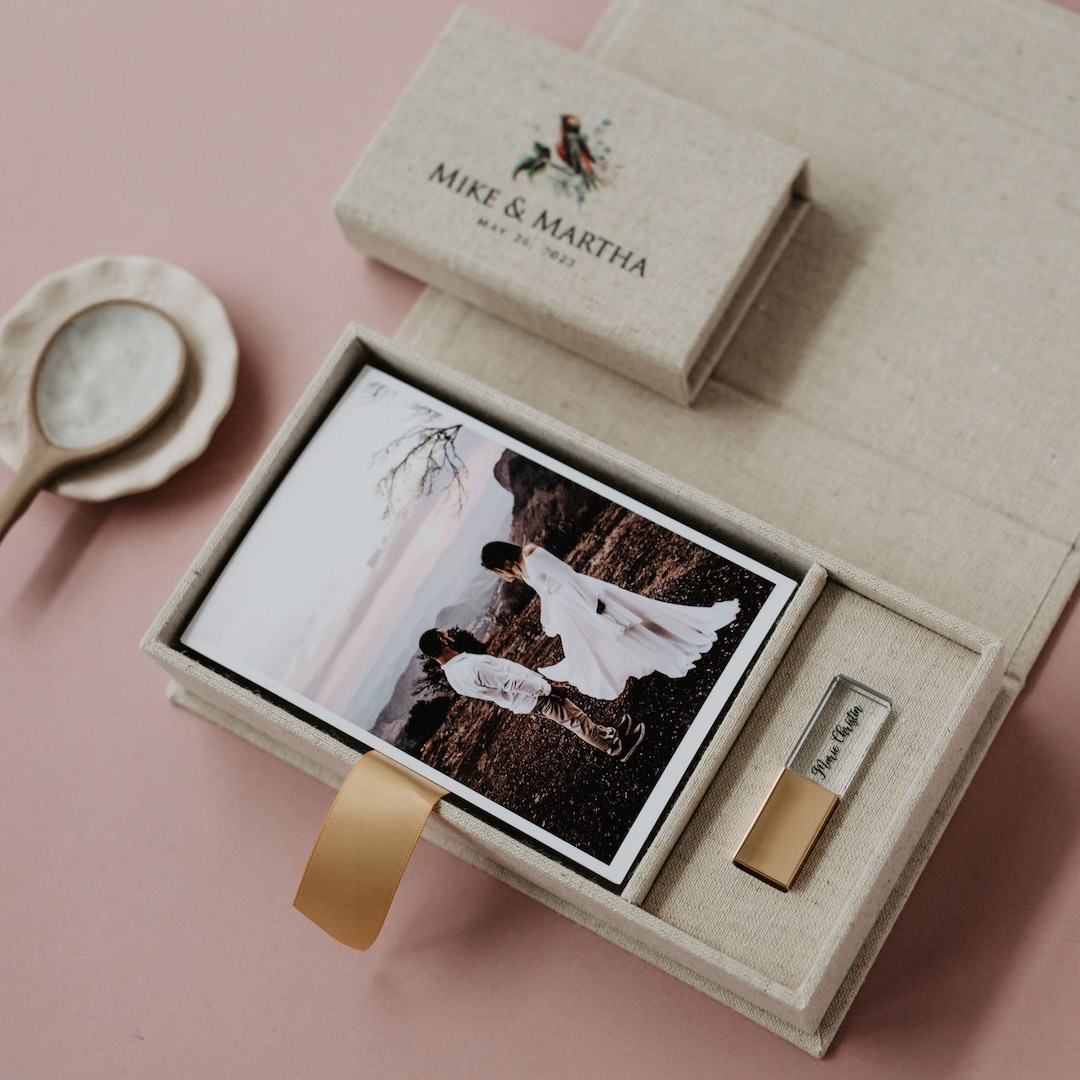 4x6 Wedding Photo Box and USB Flash Drive | Vintage Photo and USB Box ...