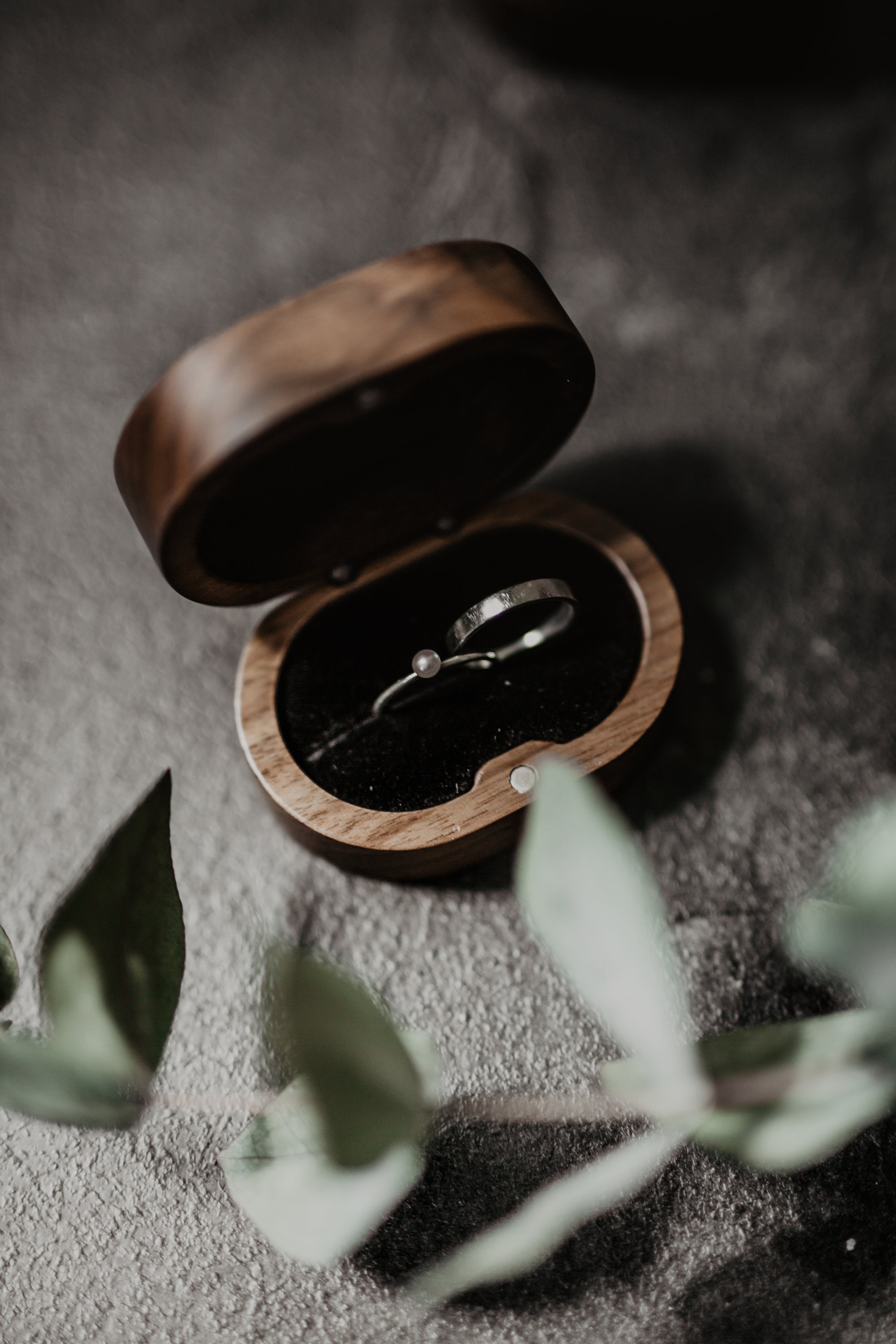 Walnut Double Ring Box Double Ring Holder Engraved Wooden Ring Box ...