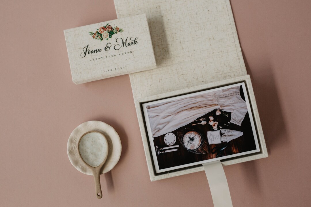 4x6 Linen Photo Box | Marble Personalized Photography Box | Custom ...
