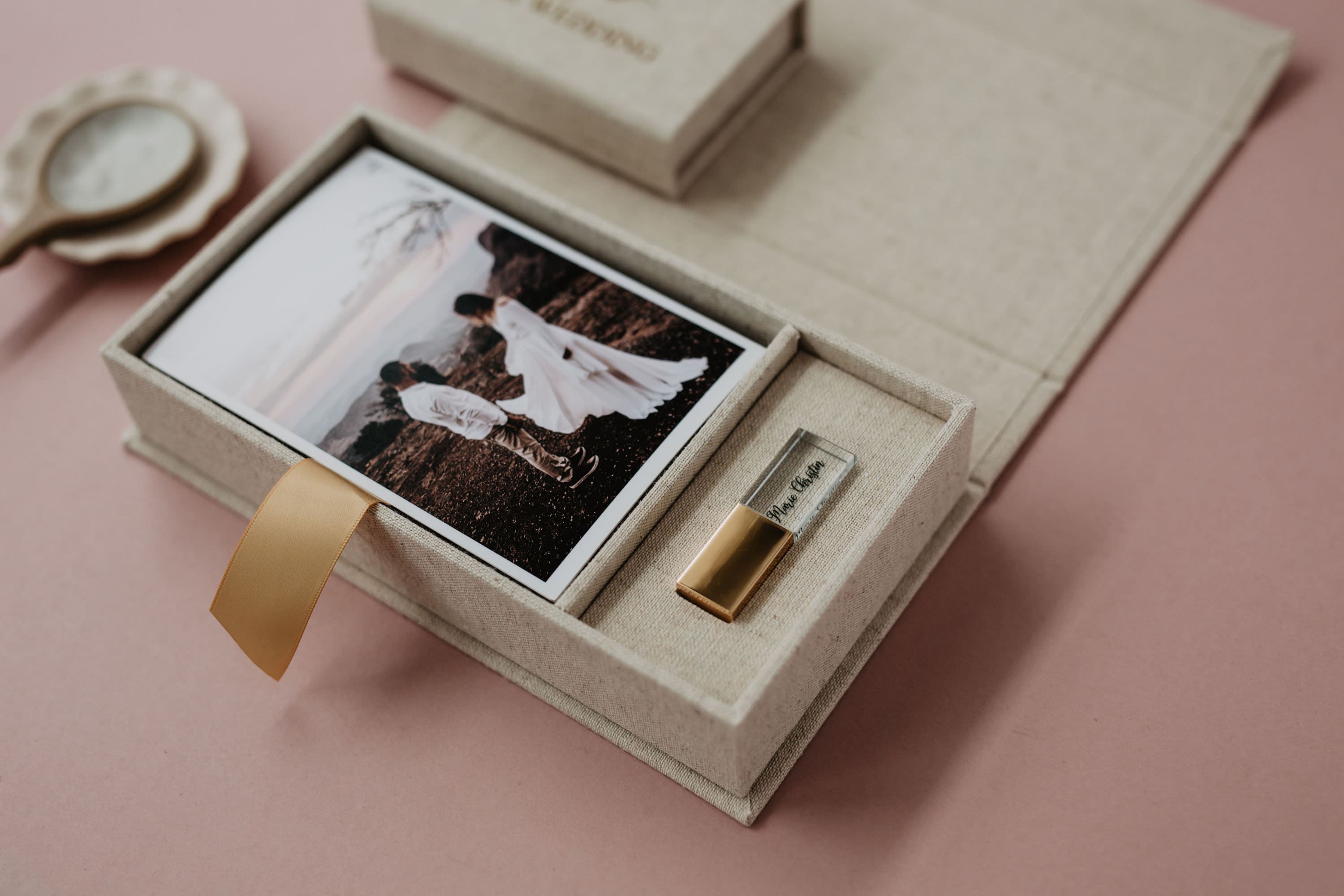 4x6 Wedding Photo Box and USB Flash Drive Vintage Photo and USB Box ...