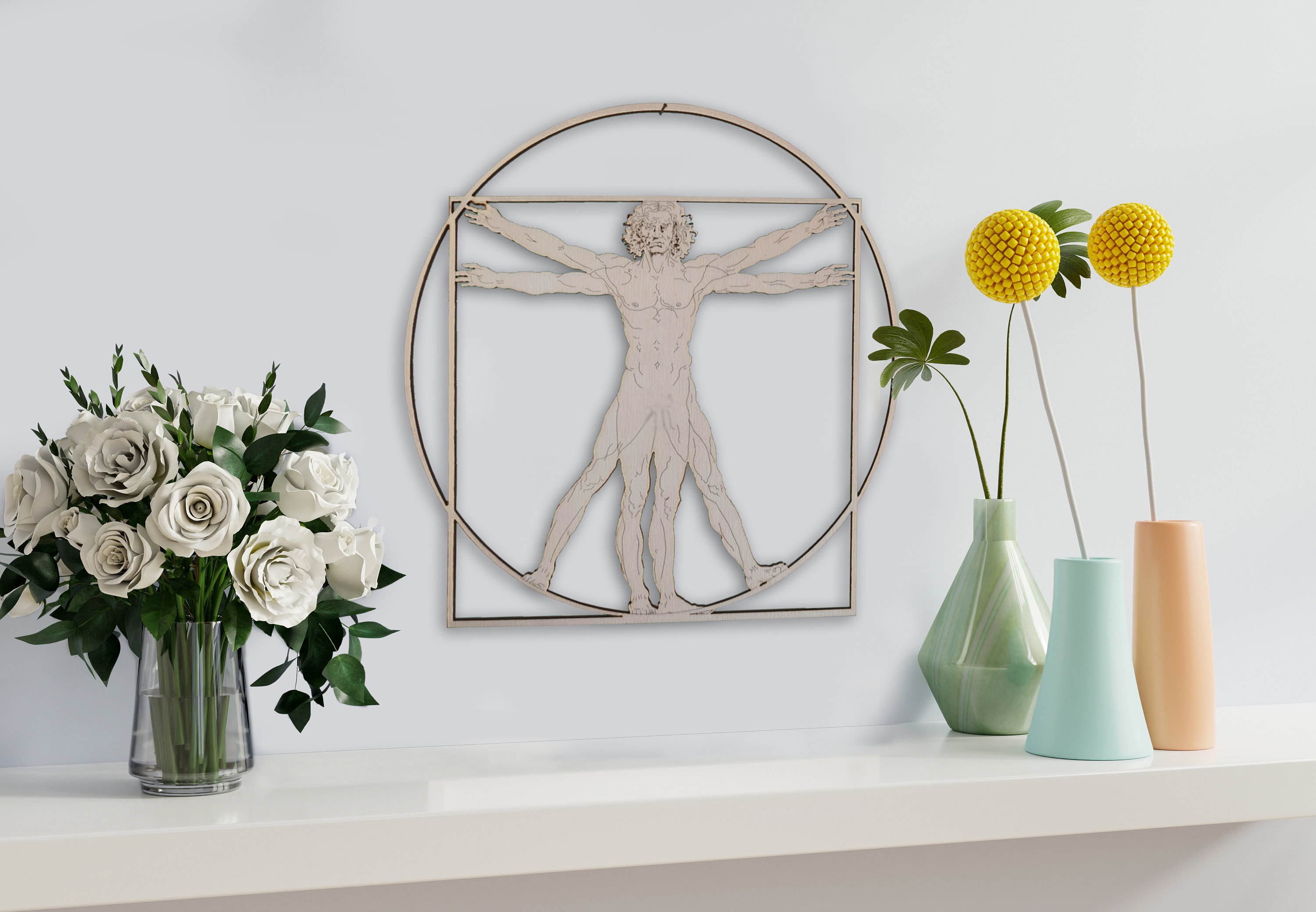 Vitruvian Man Vector SVG File Leonardo Da Vinci Laser - Etsy