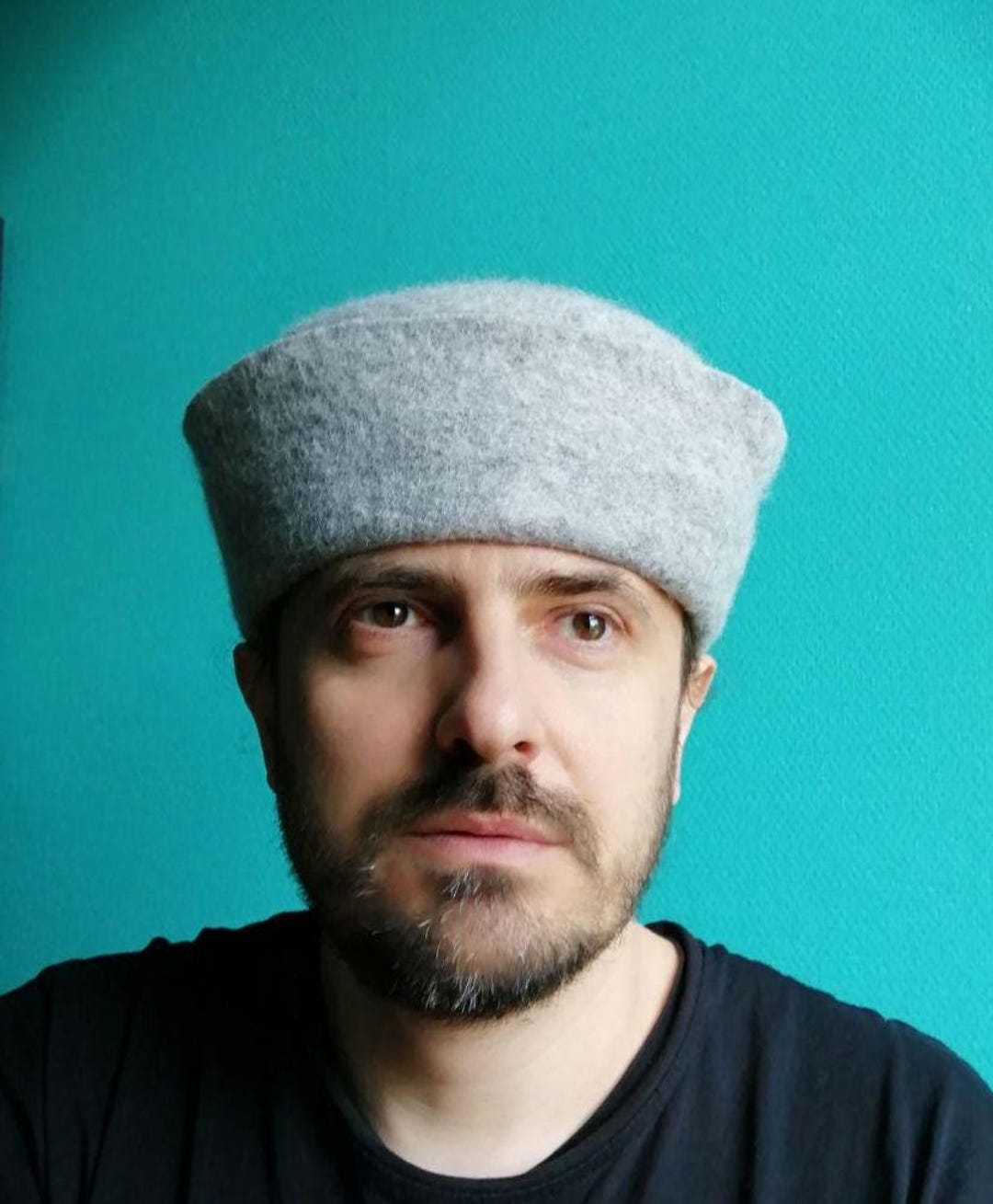 Gray Wool Men's Felted Warm Medieval Hat- Magerka for Historical ...