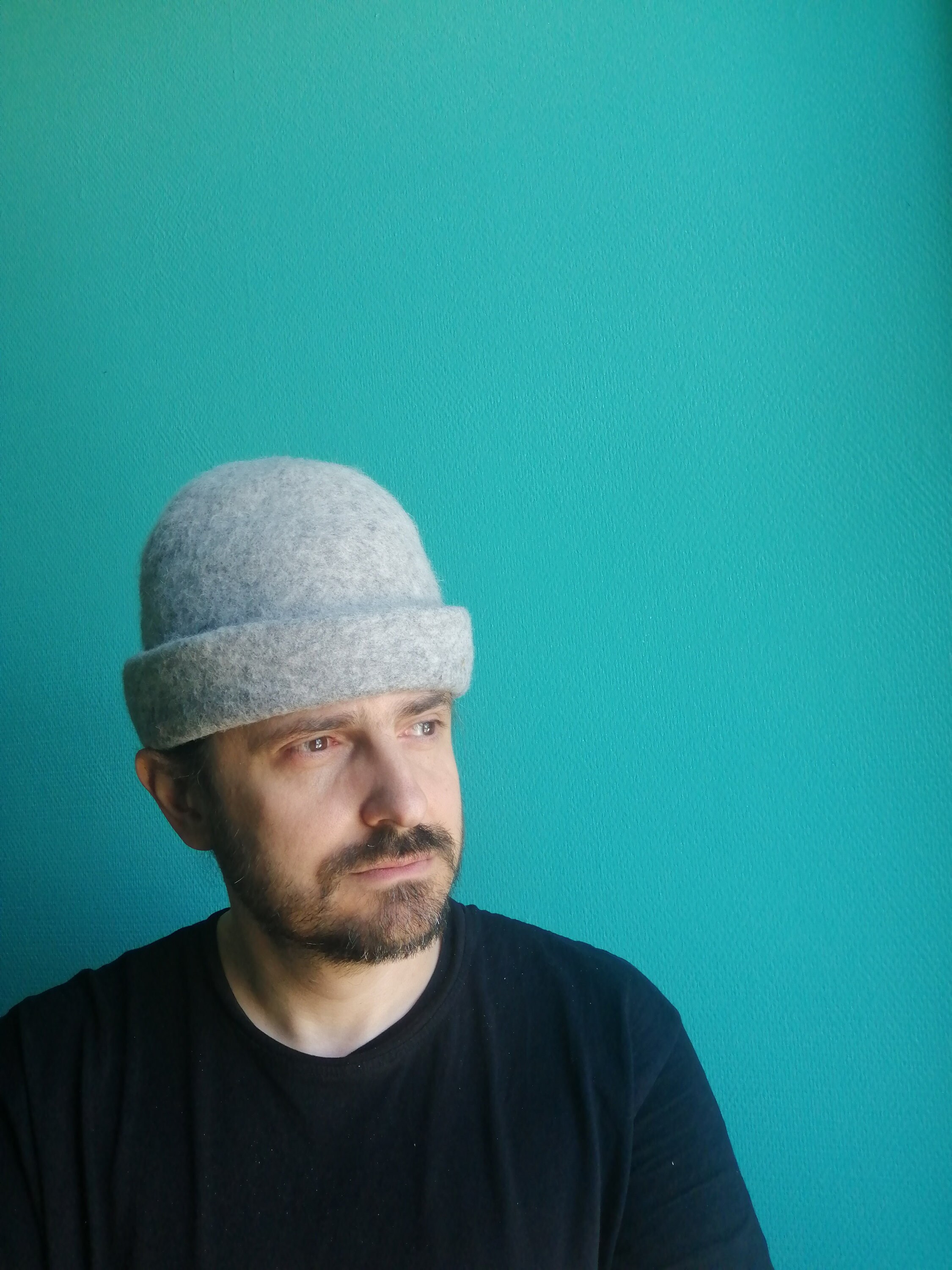 Gray Men's Woolen Warm Medieval Round Hat Felted Hat for - Etsy